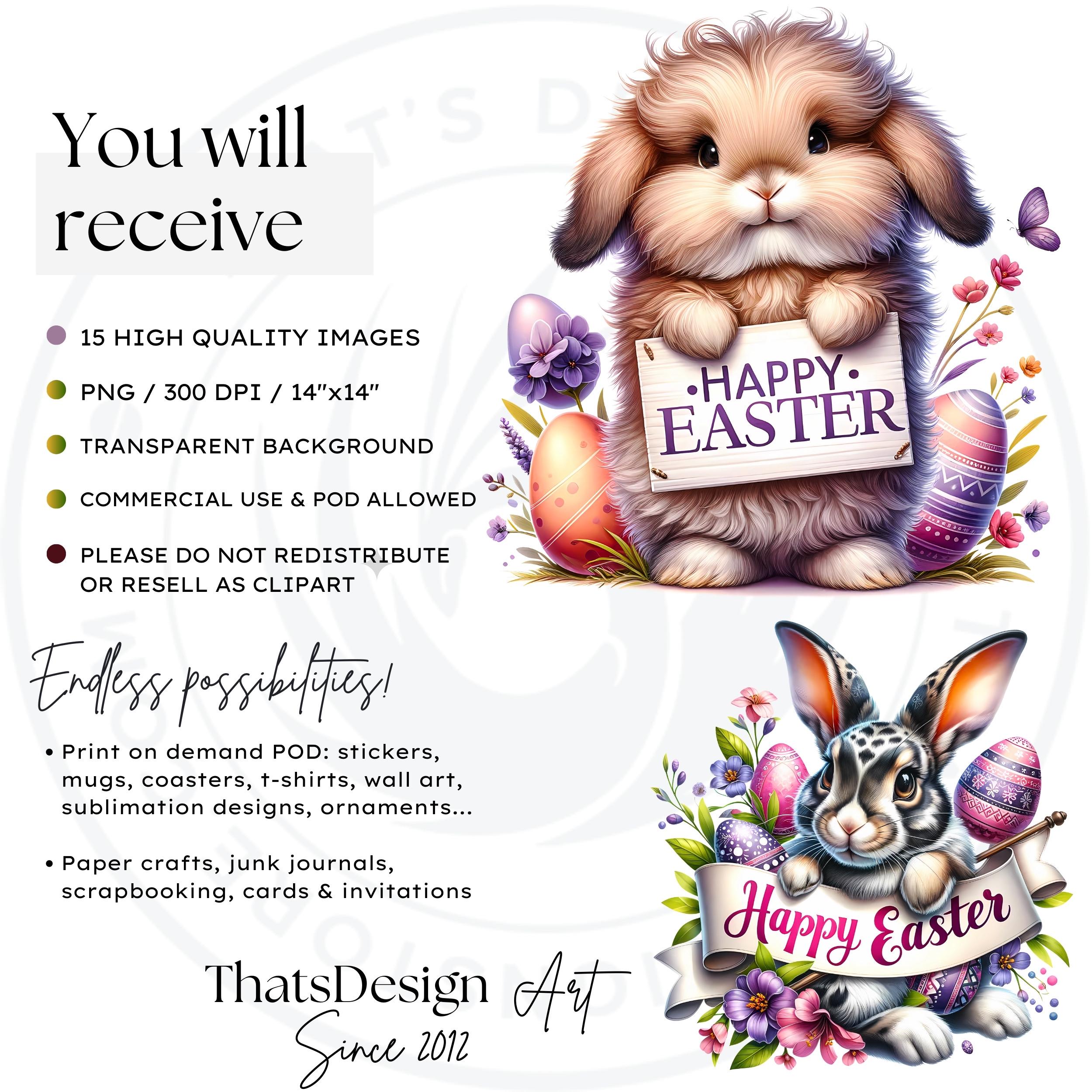 Easter Bunny Clipart Bundle: Spring PNG Graphics (commercial Use) - Etsy