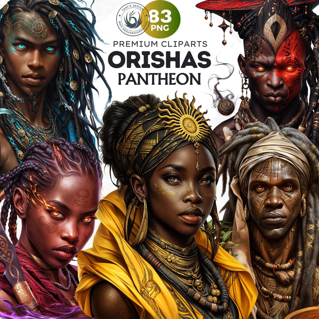 83 Yoruba Orishas Pantheon Clipart Set | African Gods and Goddesses PNG ...