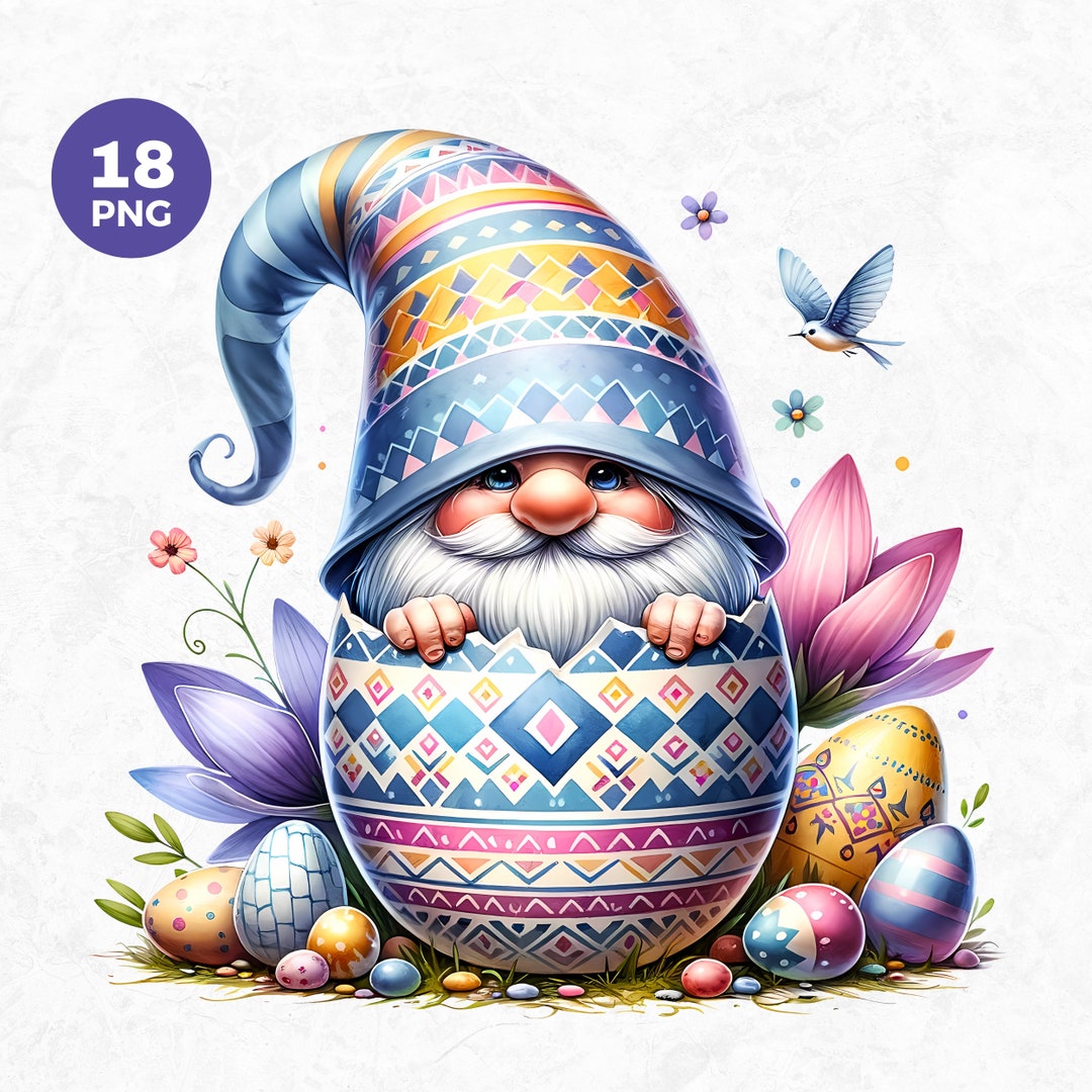 Easter Gnome Clipart Bundle V1, Garden Gnome Clipart, Spring PNG ...