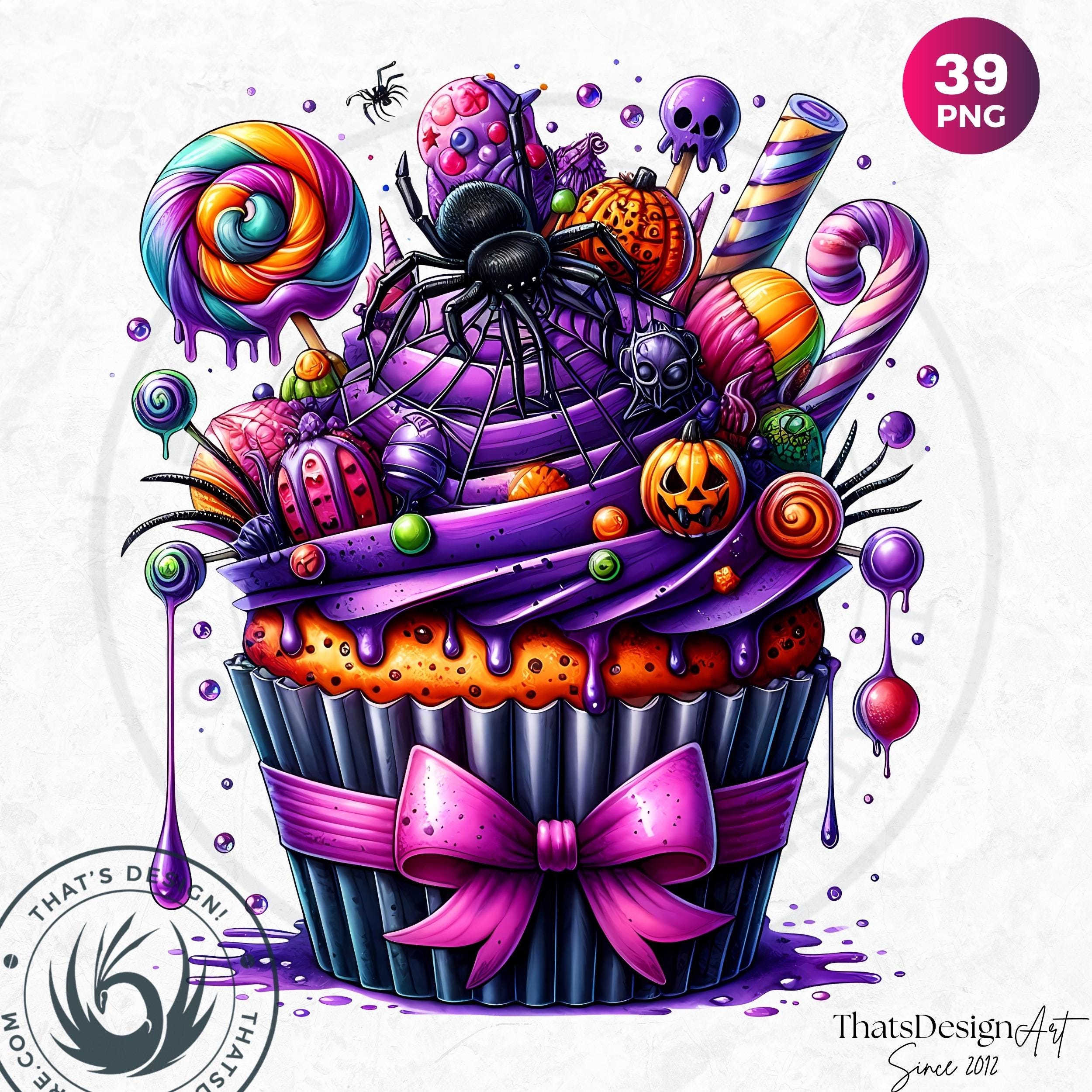 Halloween Cupcake Clipart Set: Spooky Dsserts PNG Images (digital ...