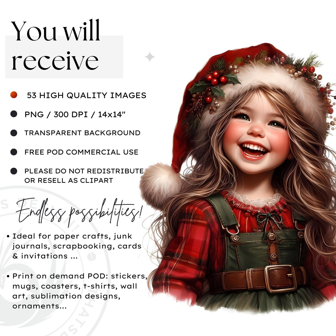 Rustic Christmas Kids Clipart Set: Cosy Holiday Illustrations (PNG ...