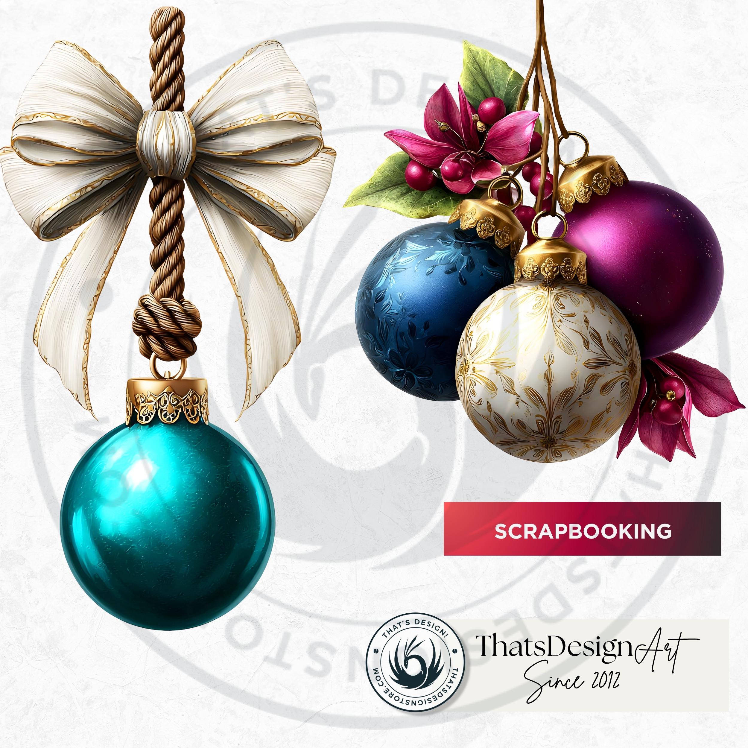 Christmas Baubles Clipart Bundle: 100 Christmas Ornaments, Festive ...