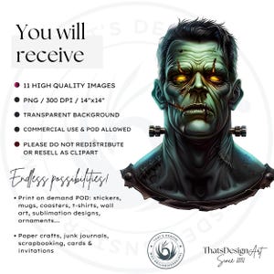 Frankenstein Clipart Set, Horror Clipart, Spooky Clipart,halloween ...