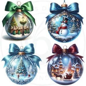 Christmas Ornaments Clipart Set: Elegant Holiday Decor PNG (digital ...