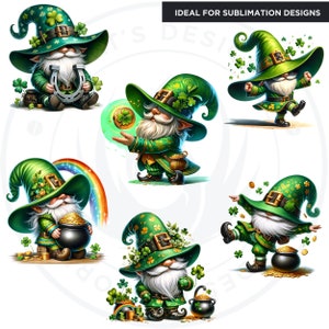 St Patrick Gnome Clipart, St Patricks Day Gnomes PNG, Gnome Sublimation ...