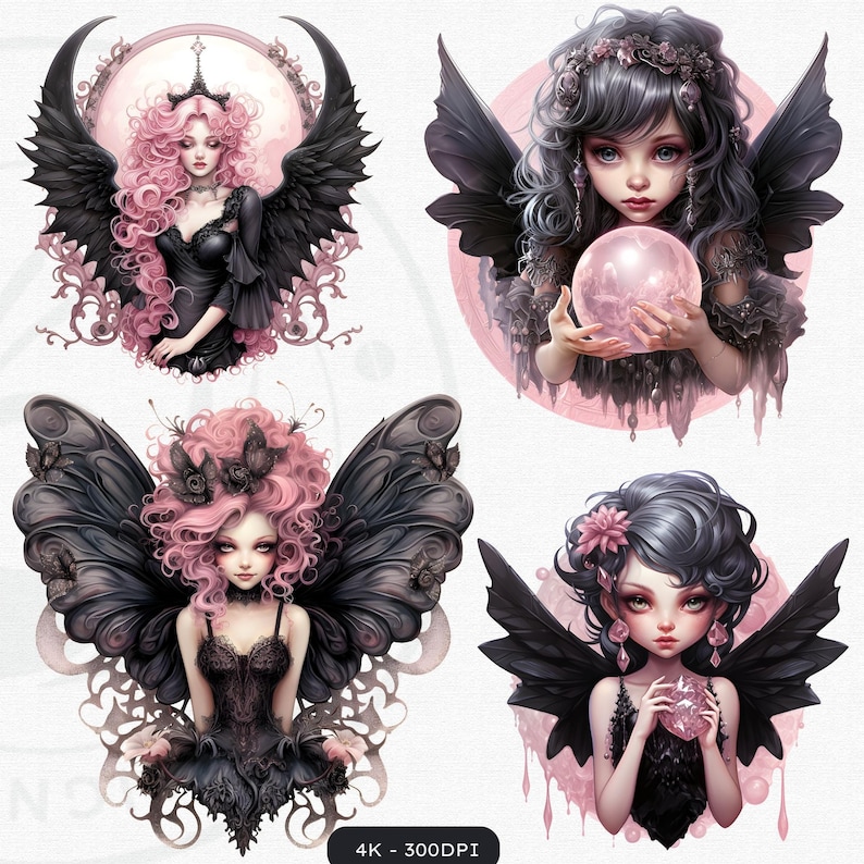 Pink Pastel Goth Fairy Clipart PNG Gothic Fairies Clipart - Etsy Australia