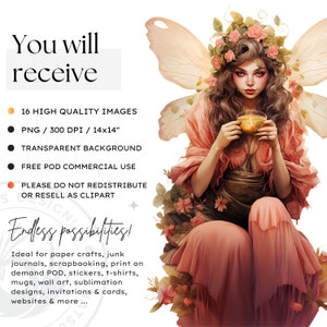 Peachy Boho Fairy Clipart PNG, Pink Fairies Clip Art, Bohemian Clipart, Fairytale Bundle PNG for ...