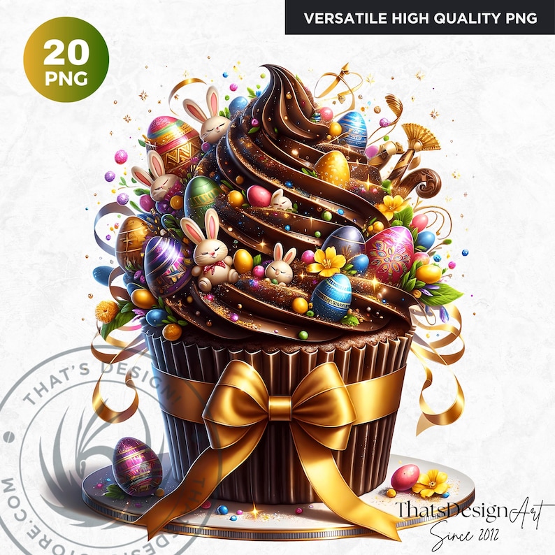 Easter Cupcake Clipart Bundle: Floral Watercolor PNG (digital Download ...