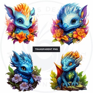 Cute Dragons Clipart PNG for Crafts and Sublimation,colorful Dragons ...