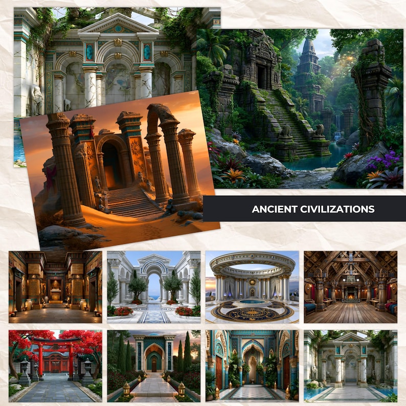 Fantasy Backdrops Pack Digital Papers: RPG Backgrounds, Ancient ...