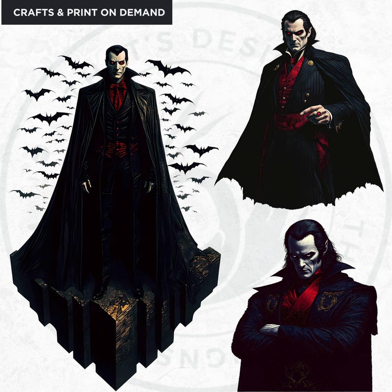 Dracula Clipart Set: Gothic Vampire PNG Images, Halloween Decor ...