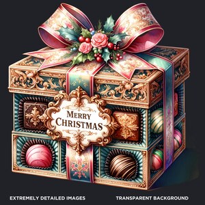 Victorian Christmas Chocolate Box Clipart Set: Sweets PNG (digital ...