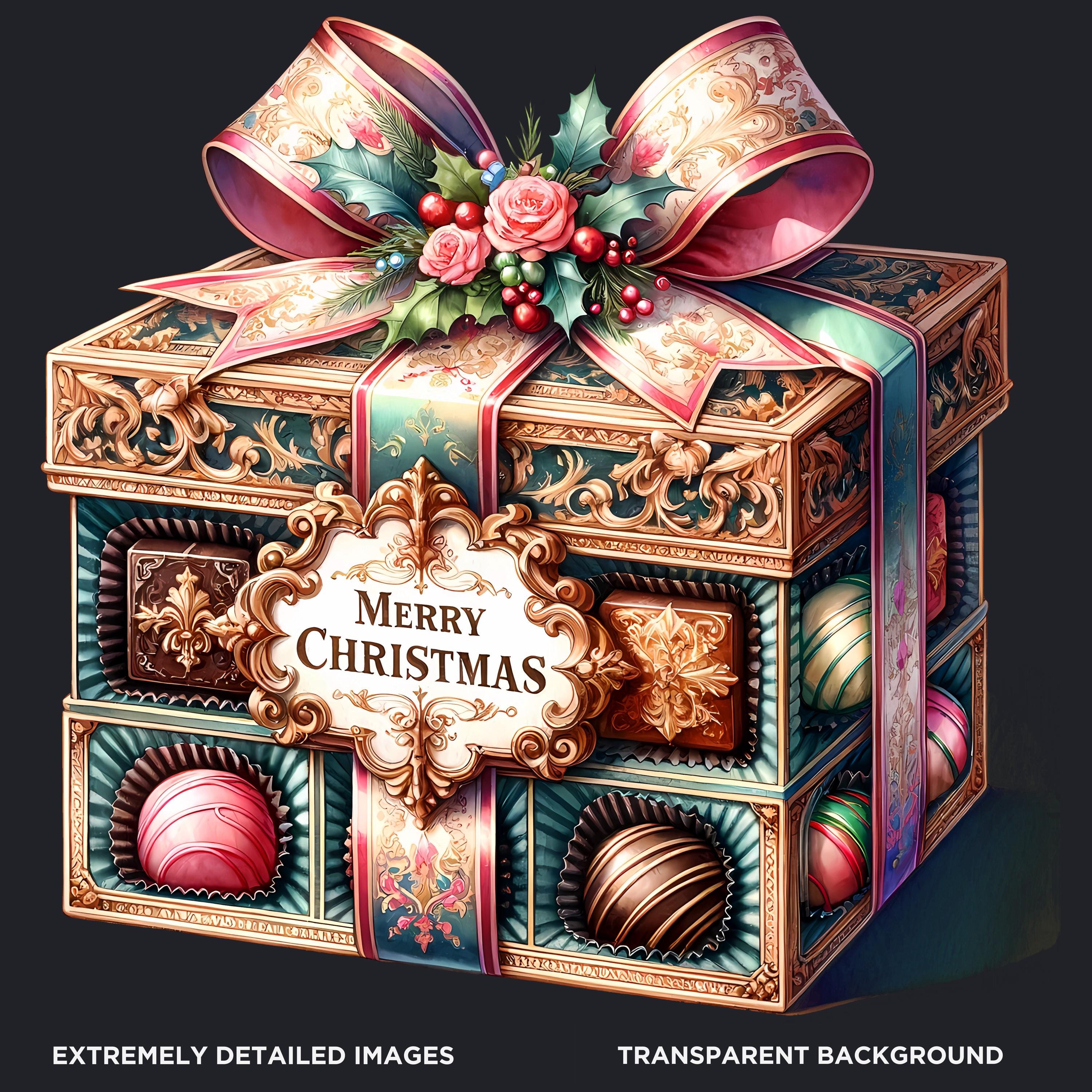 Victorian Christmas Chocolate Box Clipart Set: Sweets PNG (digital ...