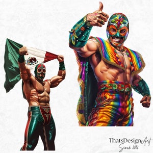 Lucha Libre Clipart Set: Mexican Wrestler Masks, PNG Files (digital ...