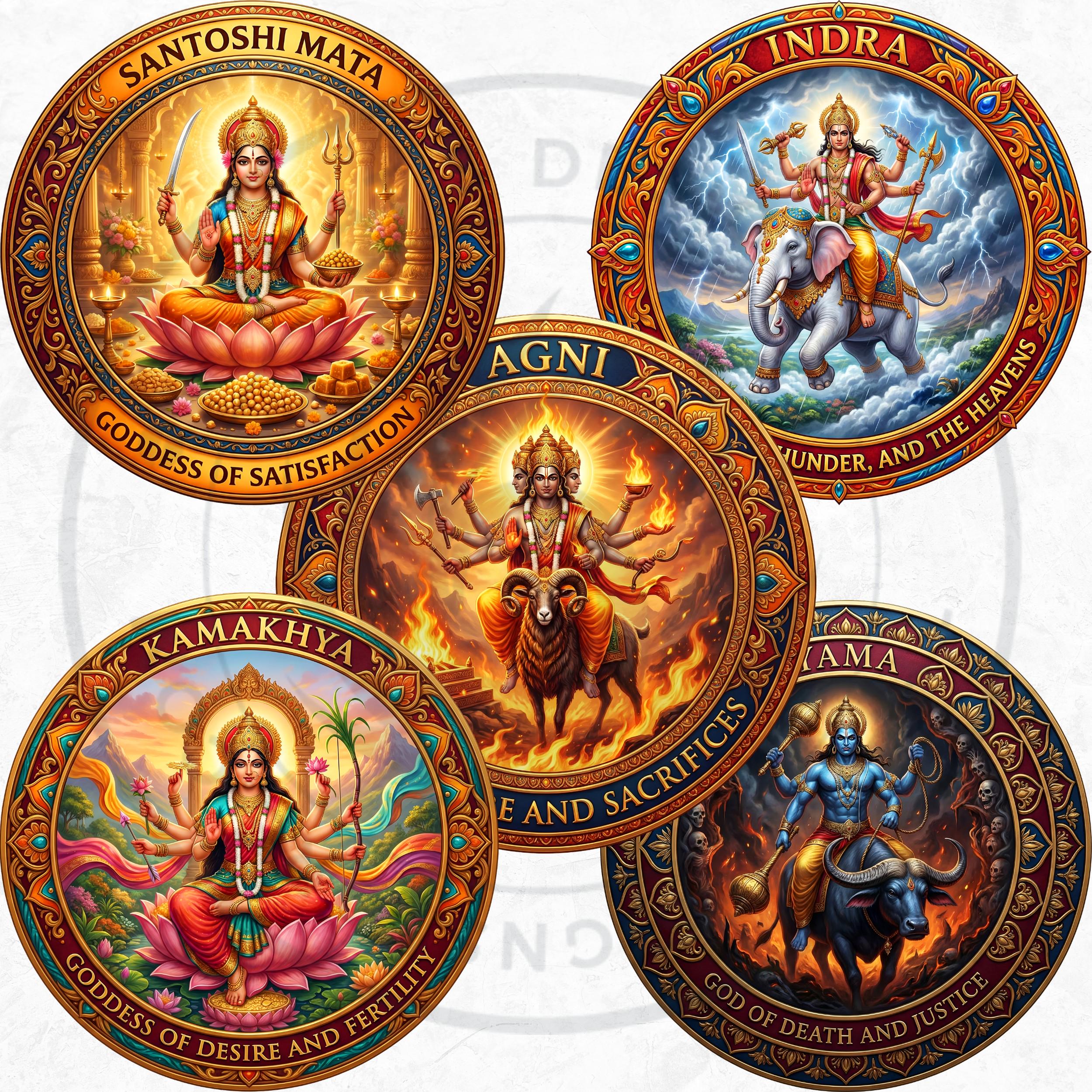 Hindu Gods Pantheon Clipart Bundle, Indian Mythology Pngs (100 Files ...