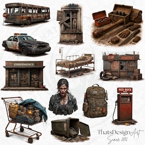 Zombie Apocalypse Clipart: Horror Survival PNG Set (digital Download ...