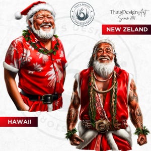 60 Santa Around the World Clipart Set, Travel Santa Claus Clipart ...