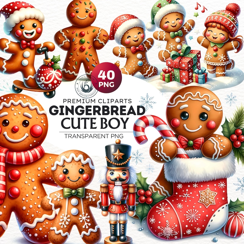 Gingerbread Clipart - Etsy