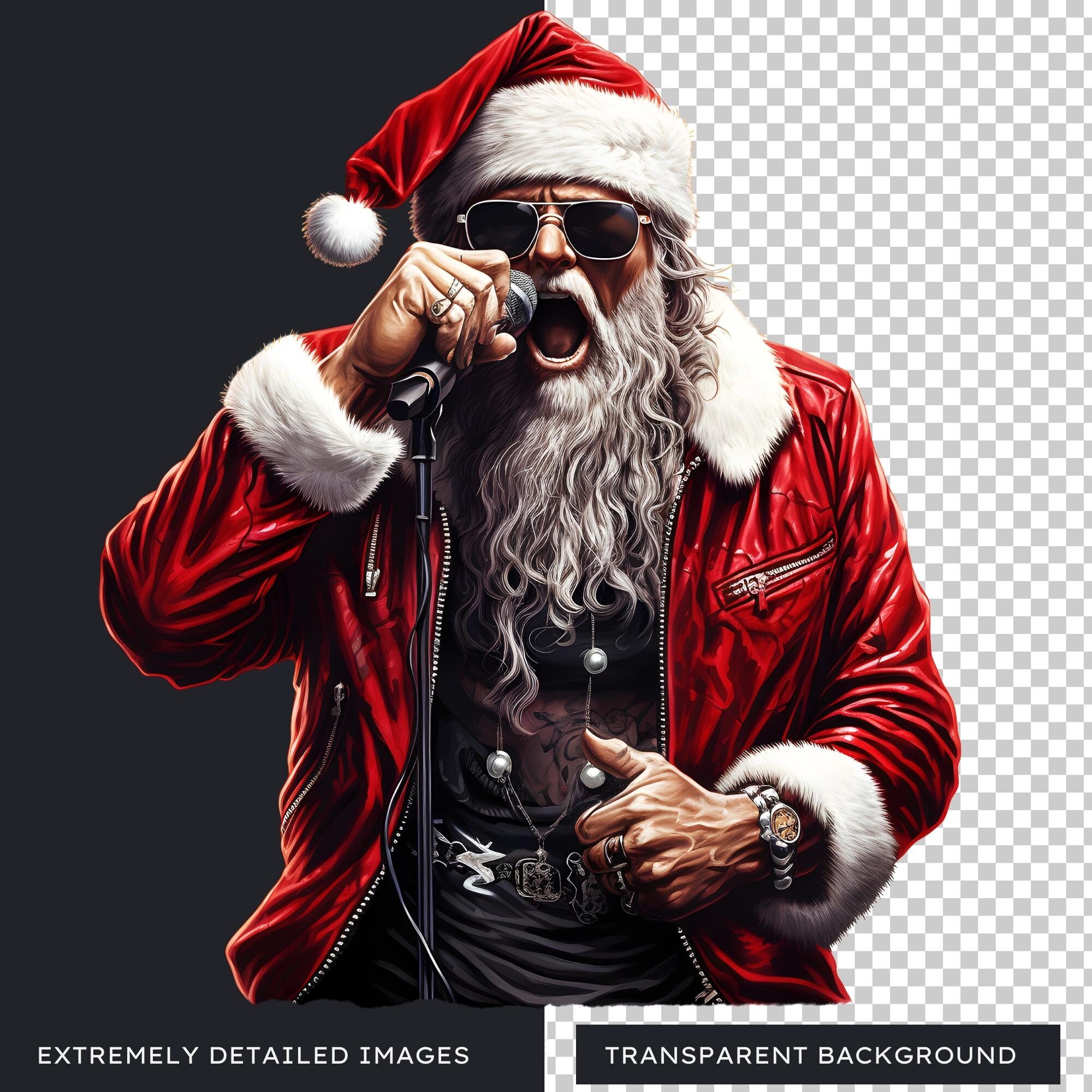 Rock Star Santa Clipart PNG for Craft and Sublimation Design , Santa ...