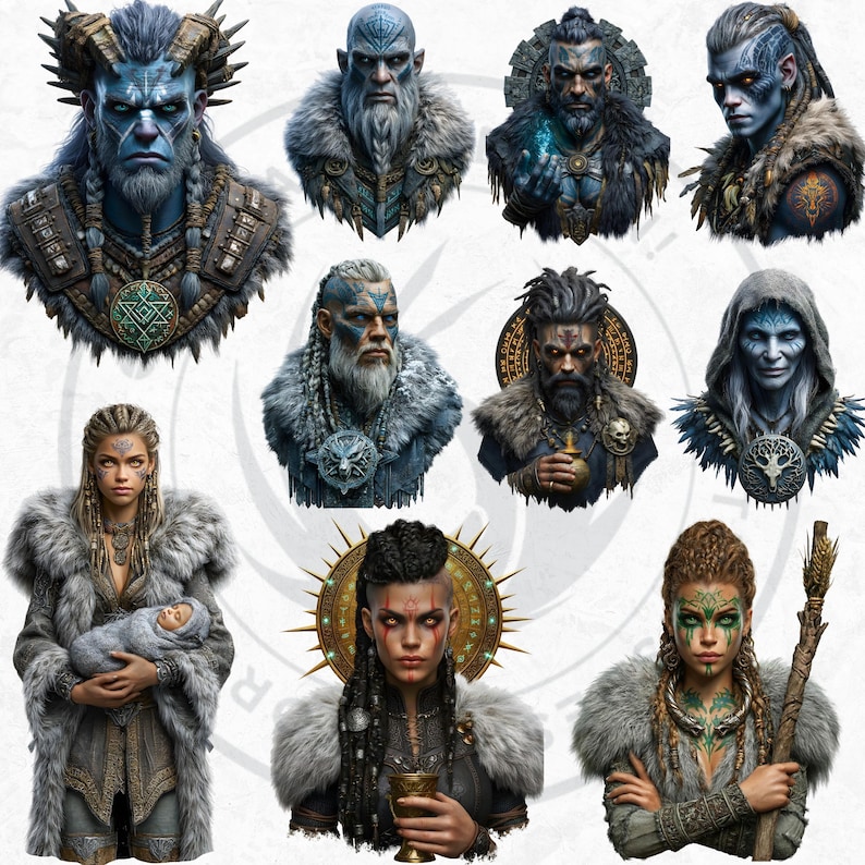 Norse Jotun Gods Clipart Bundle: Viking Giant Mythology Illustrations ...