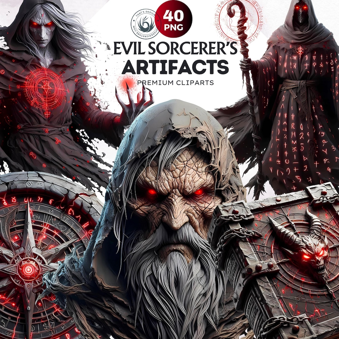 Evil Sorcerer's Artifacts Clipart Set. 40 Dark Fantasy Elements for ...