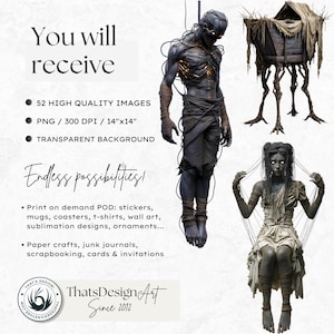 Nightmare Characters Clipart Bundle: Horror Monster Illustrations ...