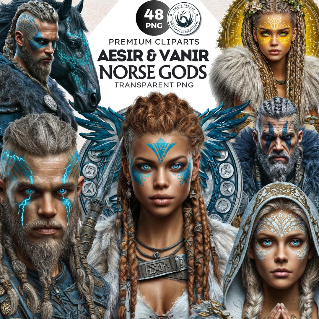 Norse Gods Clipart Bundle: Viking Mythology Illustrations, RPG ...