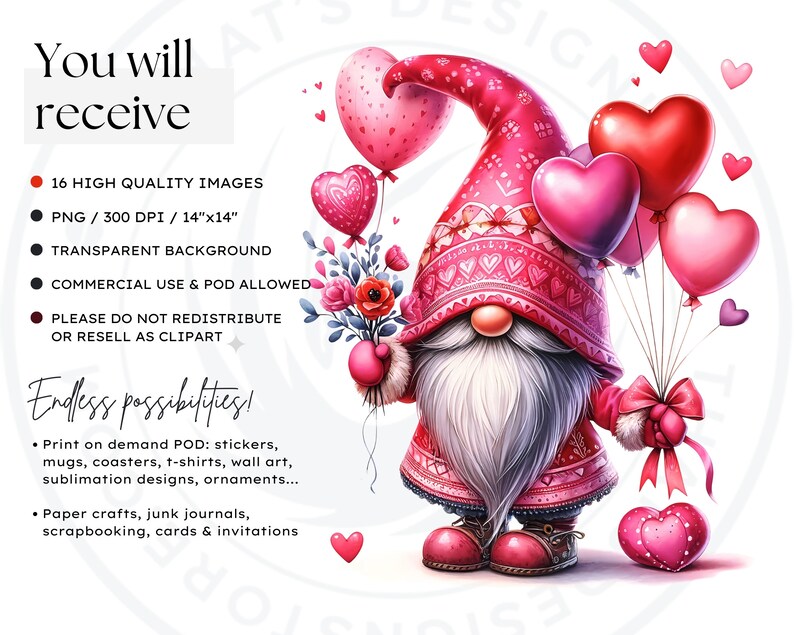 Pink Valentine Gnomes Clipart Set: Love Gnomes PNG (commercial Use) - Etsy