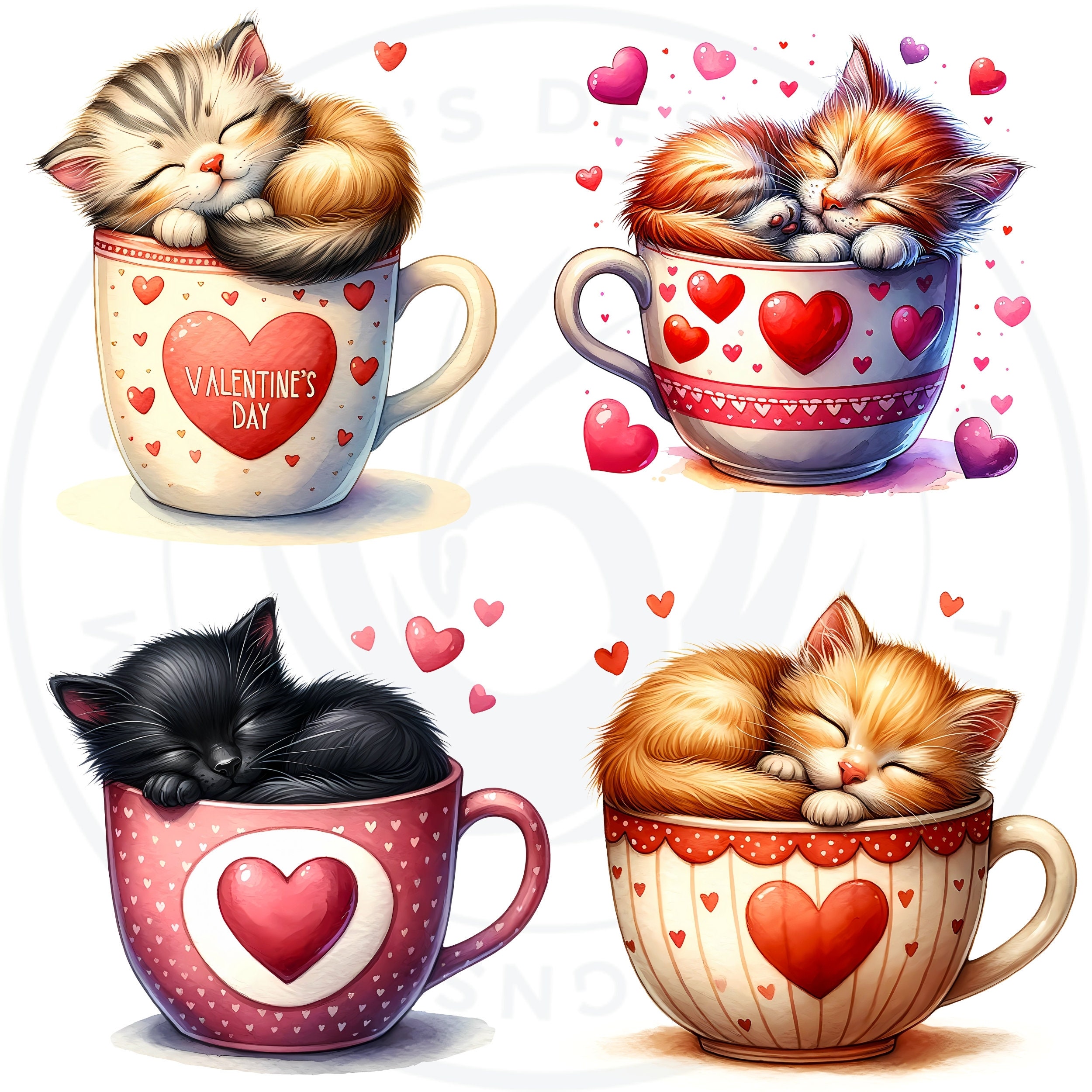 Valentine Kitten Clipart, Kitten Valentines Day PNG, Cute Kitten ...