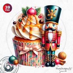 Watercolor Christmas Cupcakes Clipart: Holiday Character Desserts (PNG ...
