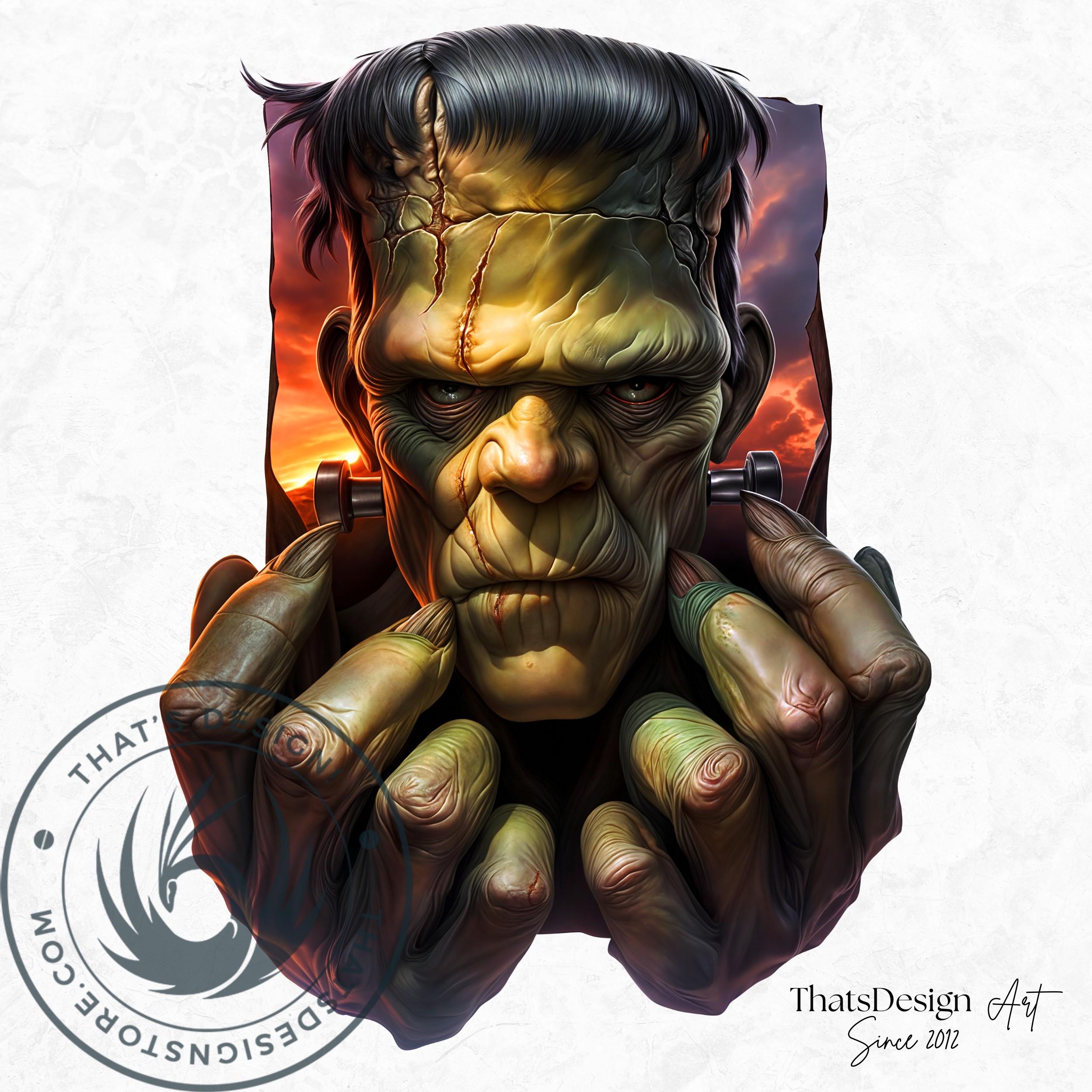 Frankenstein Clipart Set: Spooky Halloween PNG Graphics (PNG, Digital ...