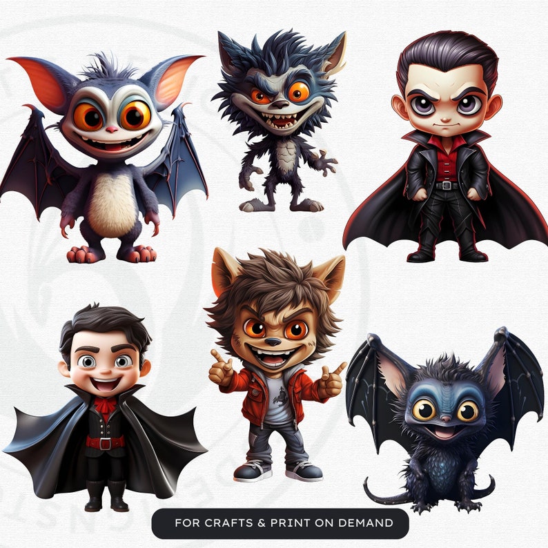 Cute Halloween Characters Clipart PNG Cute Halloween Png - Etsy