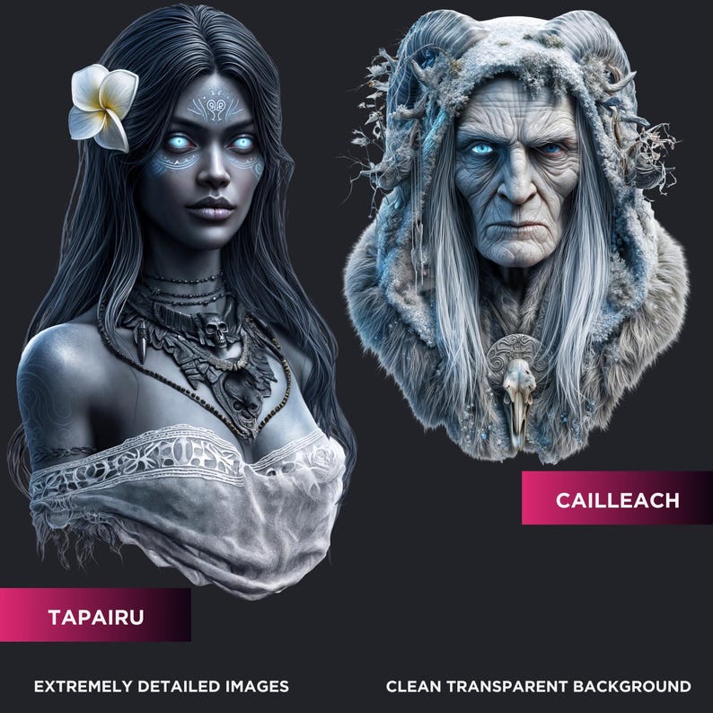 Dark Fantasy Clipart PNG Set: Gothic Folklore Monsters (digital ...