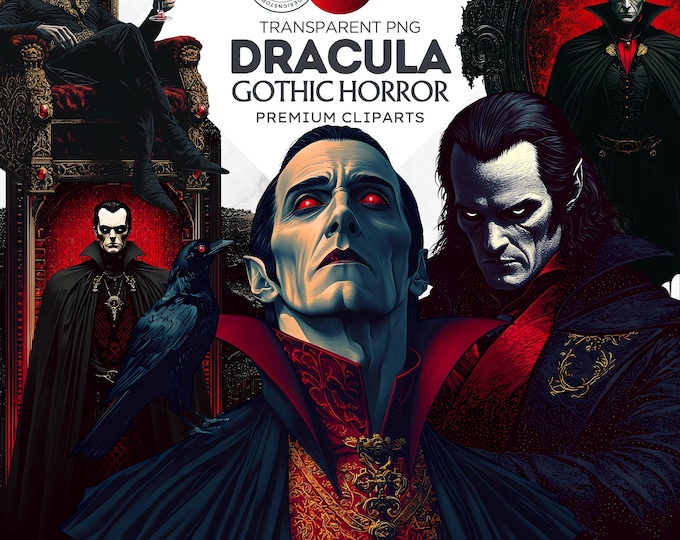 Dracula by Bram Stoker Halloween Watercolor Clipart Collection - Gothic ...