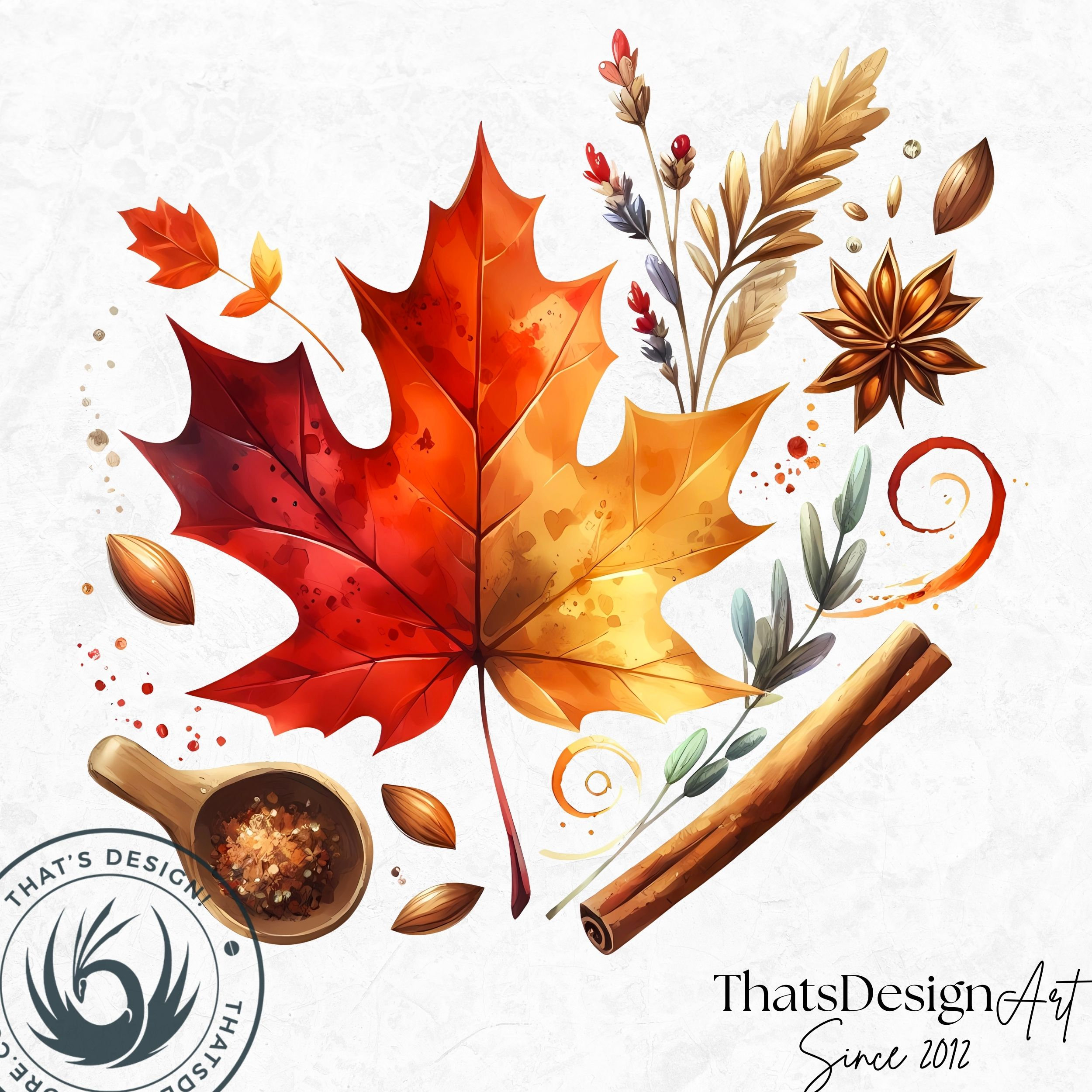Autumn Leaves Clipart Set: Watercolor Fall PNG Graphics (digital ...
