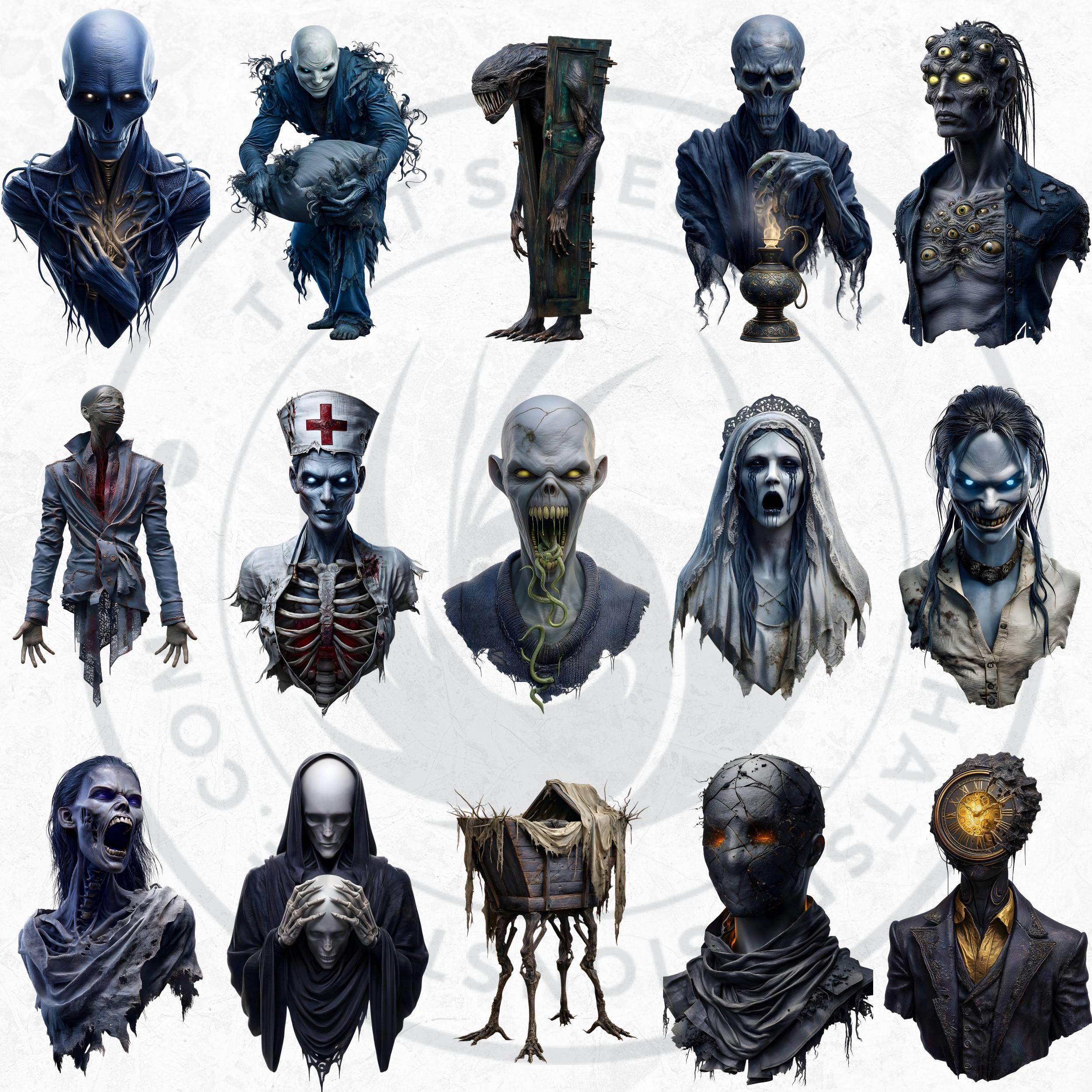 Nightmare Characters Clipart Bundle: Horror Monster Illustrations ...