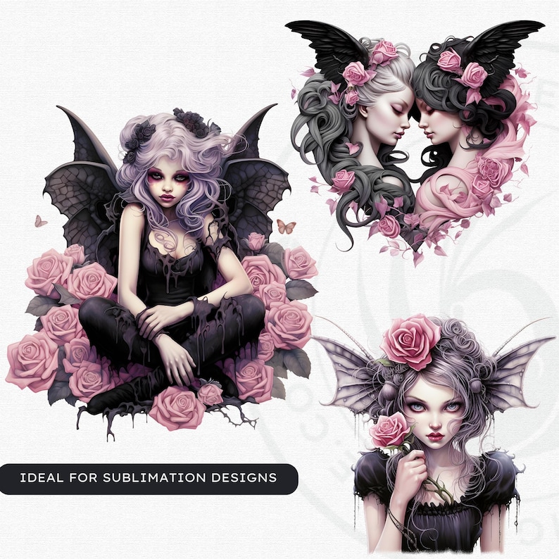 Pink Pastel Goth Fairy Clipart PNG Gothic Fairies Clipart - Etsy Australia
