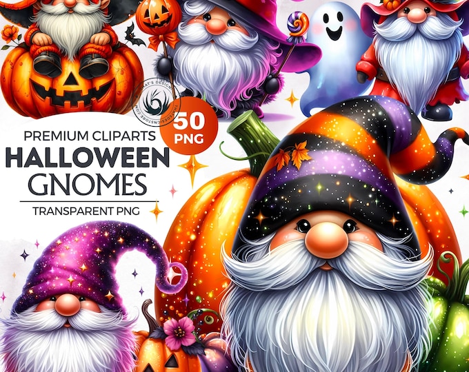 Halloween Gnomes Clipart | Set of 10 | High Quality 300 DPI Jpegs ...