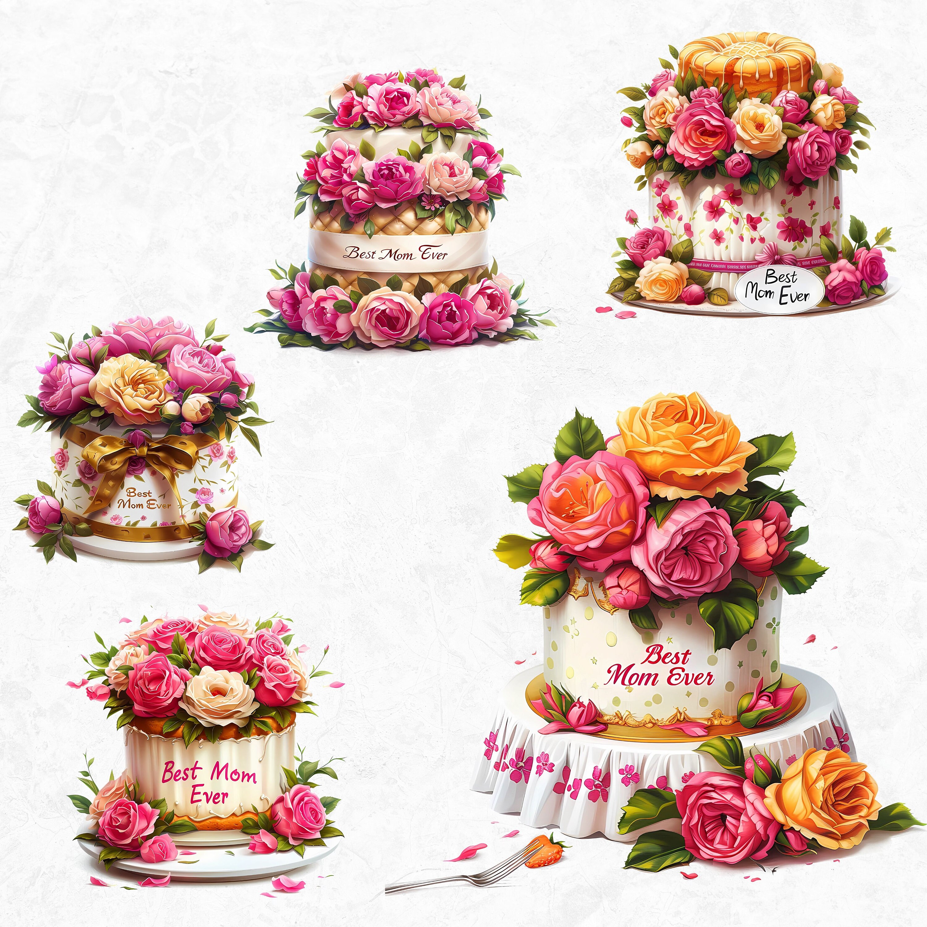Mother's Day Floral Clipart Bundle: Love Images (PNG Digital Download ...
