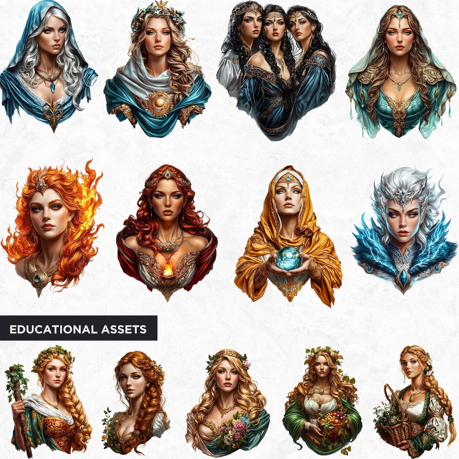 51 Slavic God Goddess Clipart Set, Eastern European Mythology Graphics ...