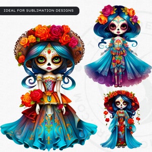 Cute Dolls La Catrina Day of the Dead PNG Clipart Día De Muertos ...