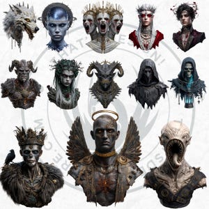 Dark Fantasy Character Clipart Set: Gothic Horror RPG Portraits (PNG ...