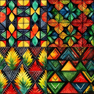 Watercolor Kwanzaa Digital Paper Seamless Patterns, Juneteenth ...