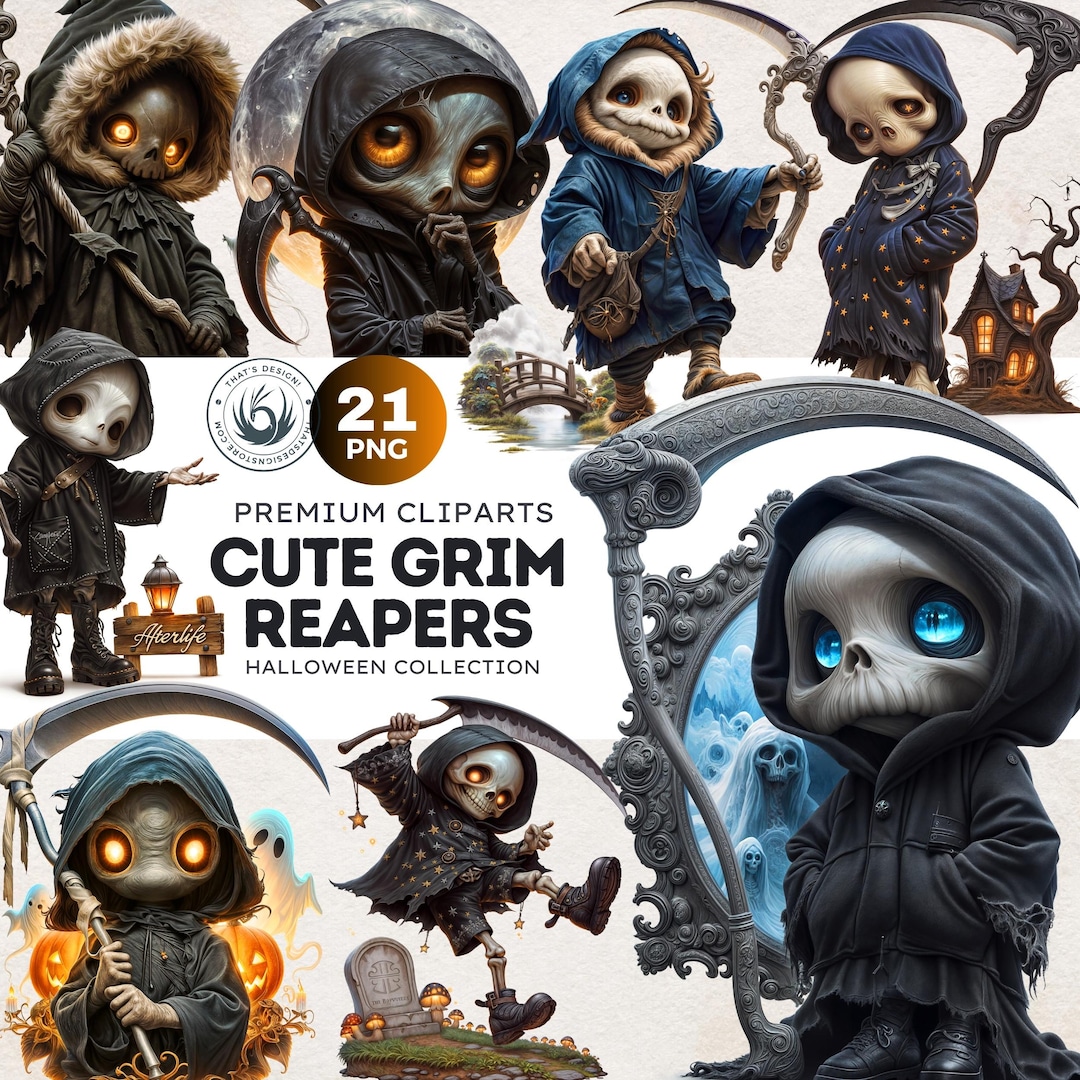 21 Cute the Grim Reaper Clipart V2, the Grim Ripper,fantasy Clipart ...