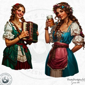 22 Oktoberfest Beer Maids Clipart Set, Bavarian Girls, Oktoberfest ...