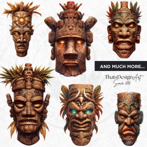 63 Authentic Tiki Masks Cliparts | Hawaiian, Marquesan, Maori, Rapa Nui ...