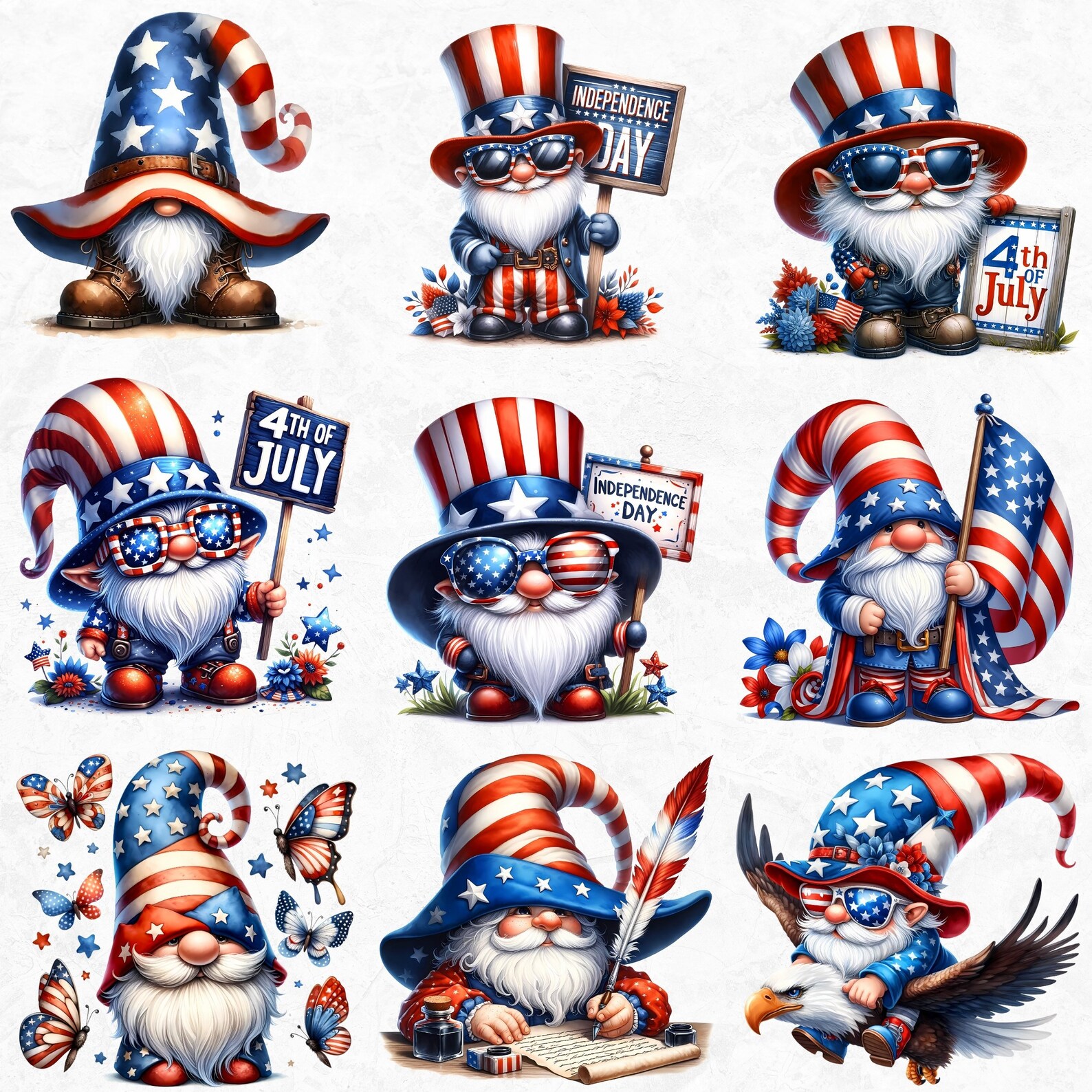 42 Gnome 4th of July Clipart PNG, American Patriotic Clipart ...