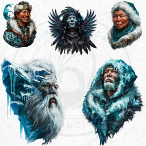 30 Inuit God Goddess Clipart PNG, Eskimo Mythology Graphics, Ancient Arctic Deity, Fantasy Art ...