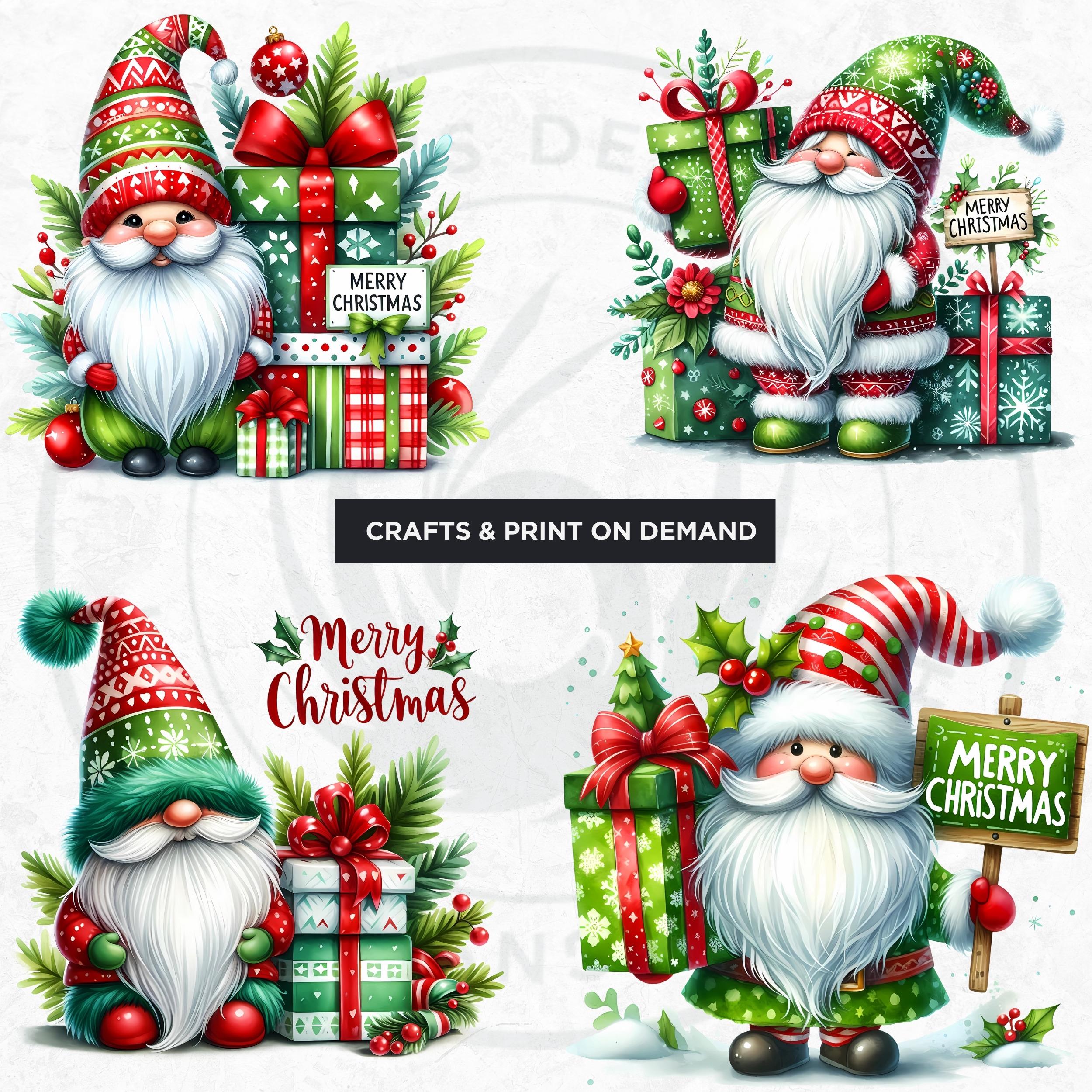 Watercolor Christmas Gnomes Clipart Set: Traditional Holiday Gifts PNG ...