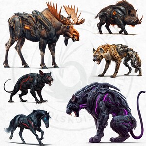 Cybernetic Animals Clipart Set: Futuristic Sci-fi (PNG, Digital ...